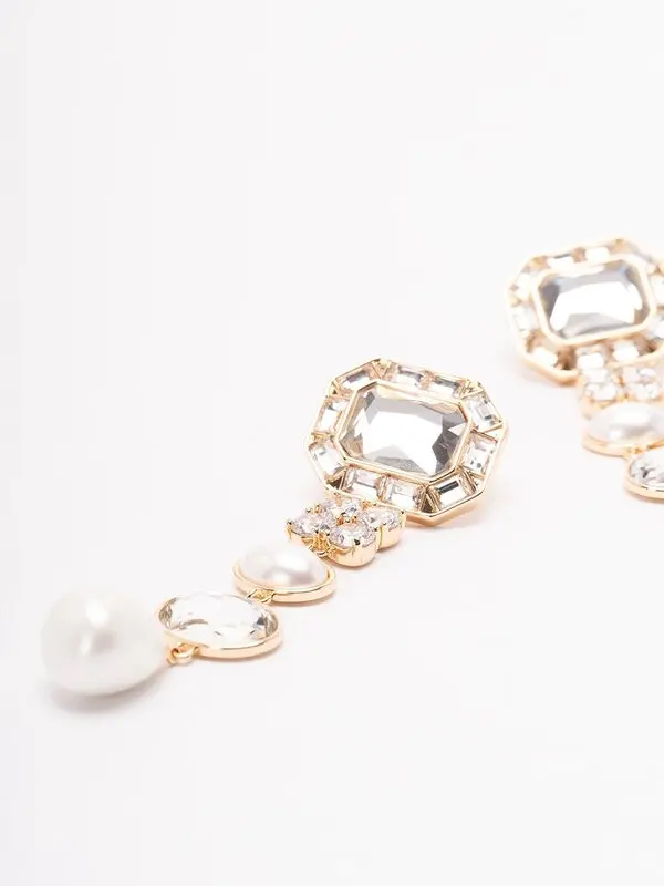 SELF-PORTRAIT Crystal Pearl Dangle Earrings