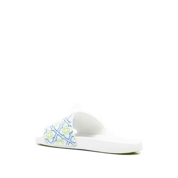 Casablanca Monogram Pattern Open Toe Flat Slides