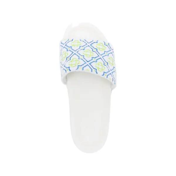 Casablanca Monogram Pattern Open Toe Flat Slides