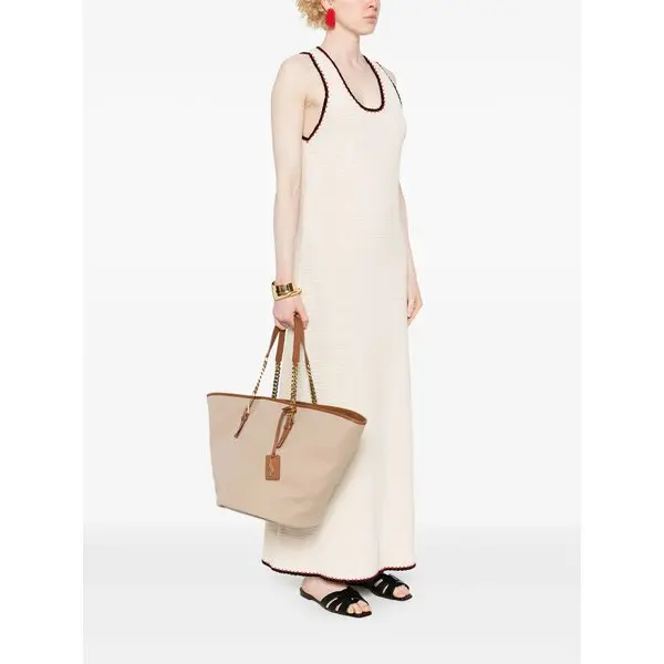 Saint Laurent Canvas And Leather Trim Tote Bag