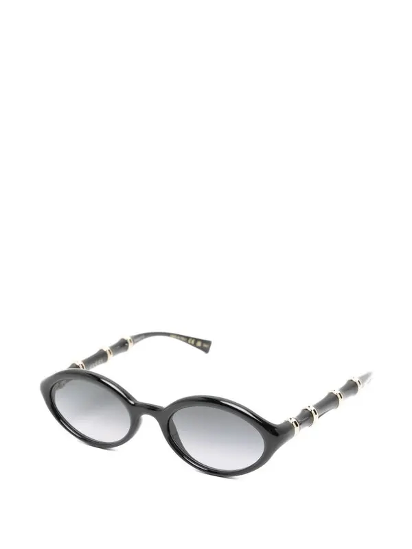 Gucci Oval Frame Sunglasses With Bamboo-effect Arms - Multicolor