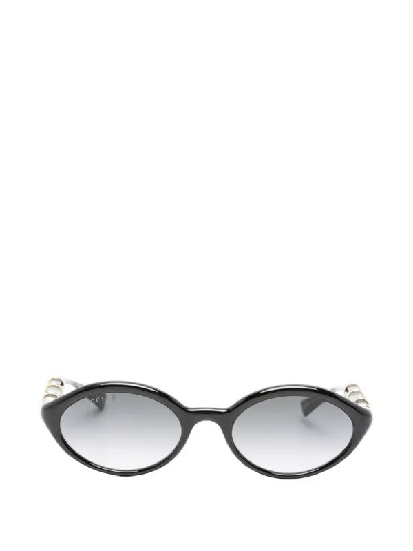Gucci Oval Frame Sunglasses With Bamboo-effect Arms - Multicolor