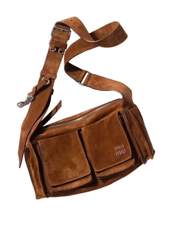 Miu Miu Suede Utility Shoulder Bag - Brown