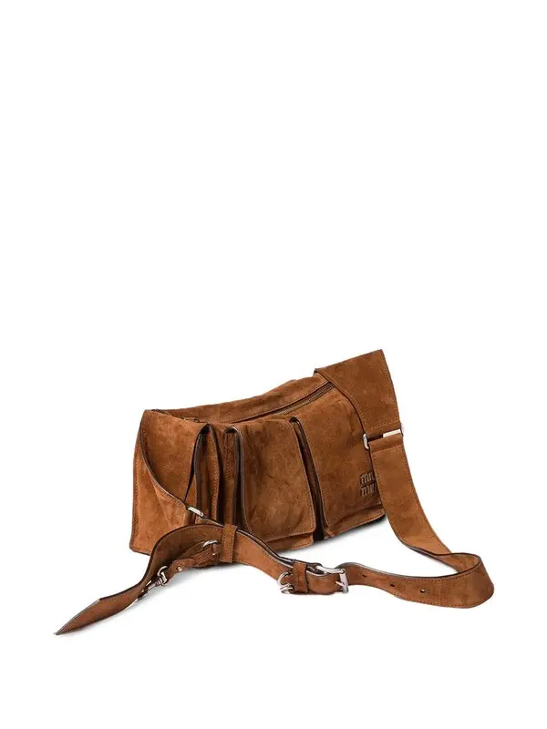 Miu Miu Suede Utility Shoulder Bag - Brown