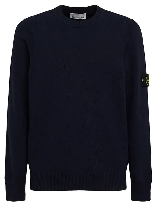 Stone Island Ribbed Cotton Crewneck Sweater - Blue