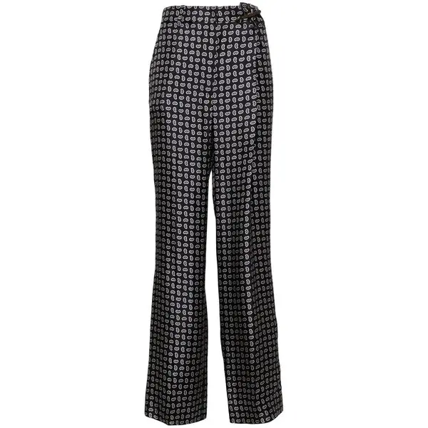 Prada Tailored Paisley Print Silk Trousers - Blue