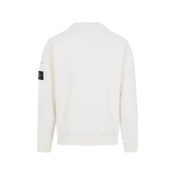 Stone Island Beige Cotton Crew Neck Sweatshirt With Chest Pocket - Cream