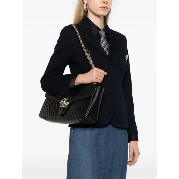 Gucci Leather Marmont Shoulder Bag - Black
