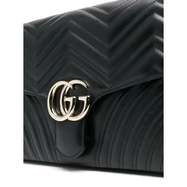 Gucci Leather Marmont Shoulder Bag - Black