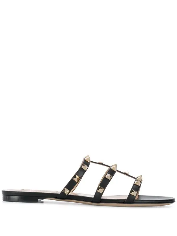Valentino Garavani Rockstud Leather Flat Sandals - Multicolor