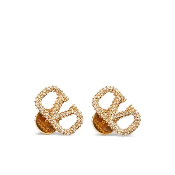Valentino Garavani Stud Earrings With Crystal Embellishments - Gold