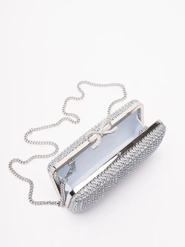 SELF-PORTRAIT Crystal Chainmail Clutch Bag - Multicolor