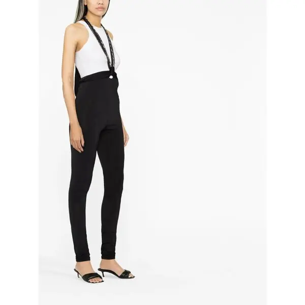 Attico High-waisted Skinny Cut Trousers With Chain Detail