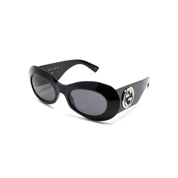 Gucci Acetate Oval Frame Sunglasses - Black