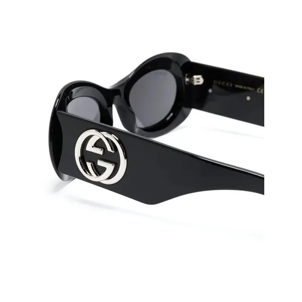 Gucci Acetate Oval Frame Sunglasses - Black