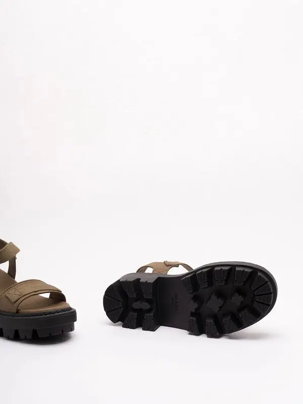 Prada Cotton Sandals With Buckled Ankle Strap