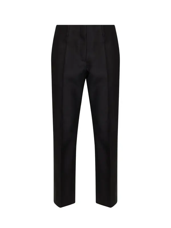 Dries Van Noten Black Cropped Wool Silk Trousers