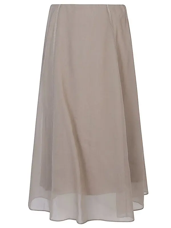 Brunello Cucinelli Silk Midi Skirt - Multicolor