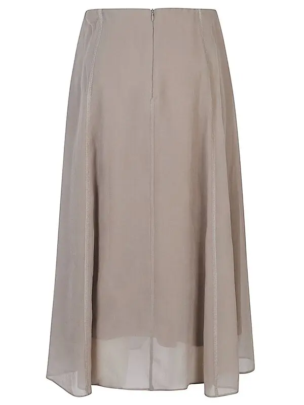 Brunello Cucinelli Silk Midi Skirt - Multicolor