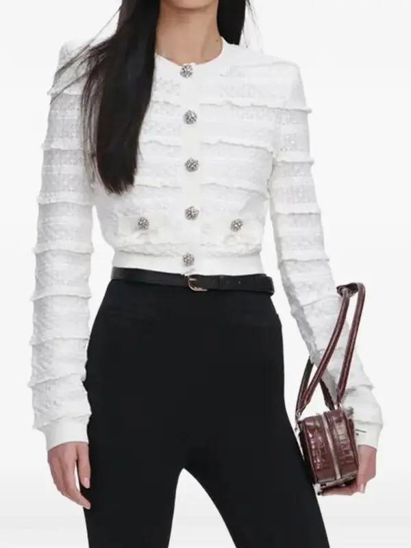 SELF-PORTRAIT Pointelle Diamante Cardigan - Multicolor