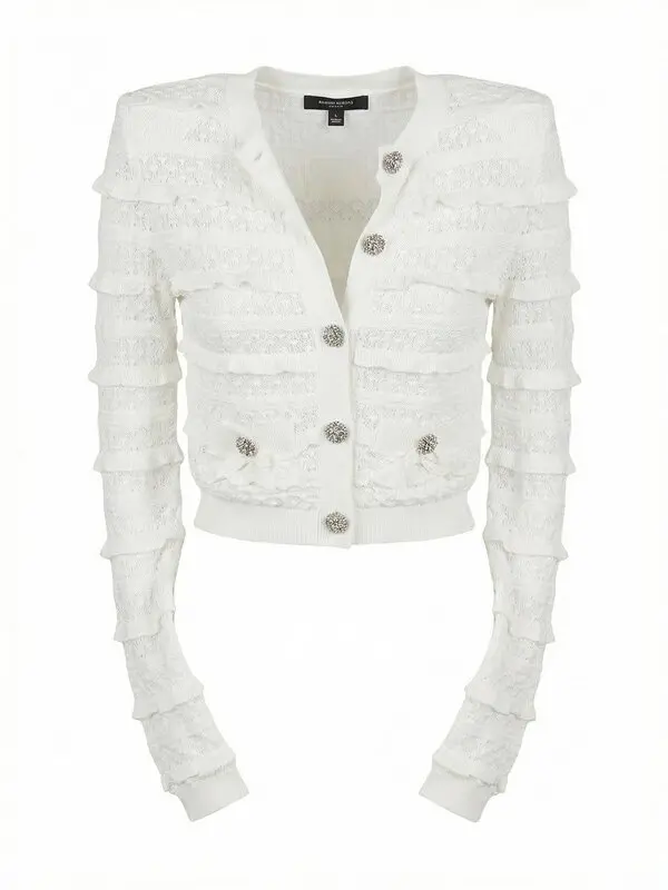 SELF-PORTRAIT Pointelle Diamante Cardigan - Multicolor