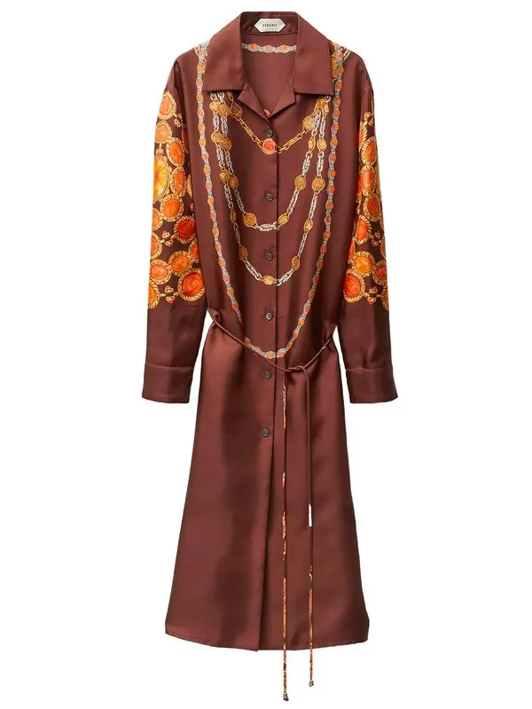 Versace Printed Silk Twill Mini Shirt Dress