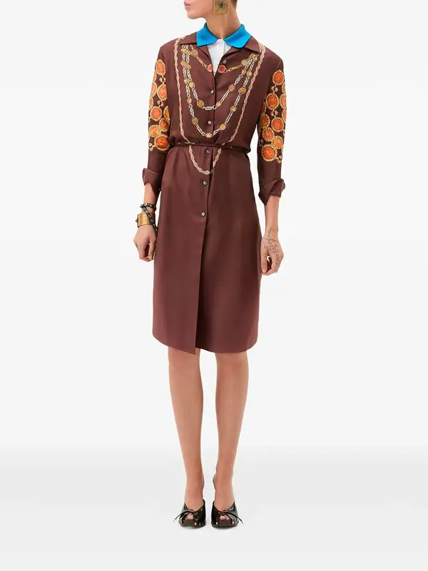 Versace Printed Silk Twill Mini Shirt Dress