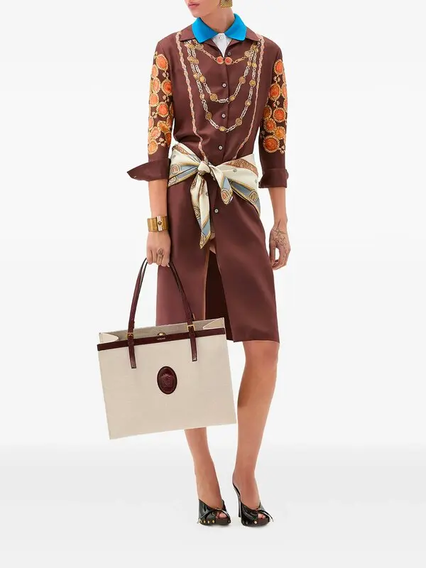 Versace Printed Silk Twill Mini Shirt Dress