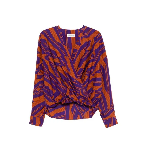 Dries Van Noten Printed Wrap Front Blouse - Purple