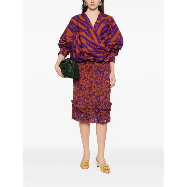 Dries Van Noten Printed Wrap Front Blouse - Purple