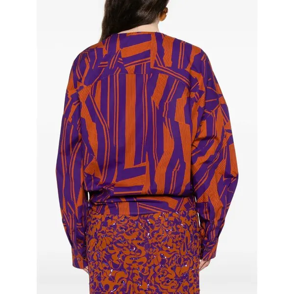 Dries Van Noten Printed Wrap Front Blouse - Purple