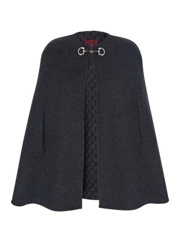 Gucci Wool Silk Cape With Horsebit Closure - Multicolor