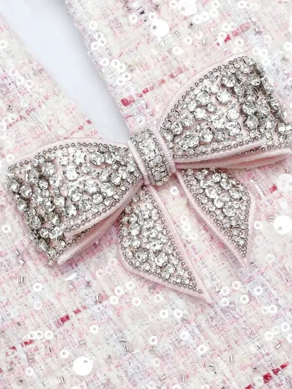 SELF-PORTRAIT Sequin Boucle Bow Mini Dress