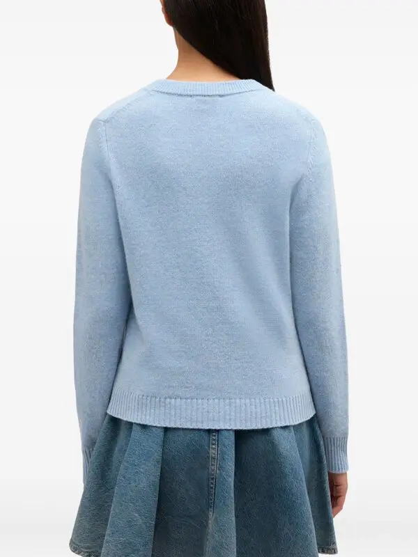 GANNI Light Blue Graphic Print Crewneck Sweater - Multicolor