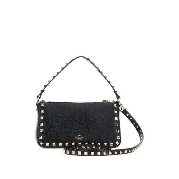 Valentino Garavani Calf Leather Grained Rockstud Embellished Tote Bag