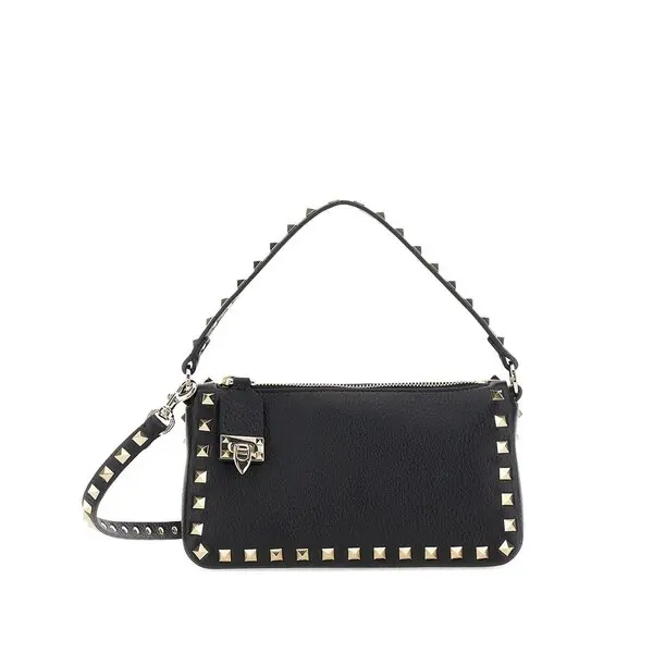 Valentino Garavani Calf Leather Grained Rockstud Embellished Tote Bag