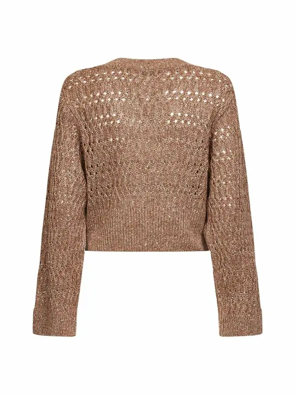 Brunello Cucinelli Brown Linen Dazzling Braids Sweater - Multicolor