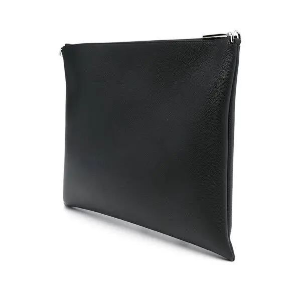 Fendi Calf Leather Embossed Logo Shoulder Bag - Black