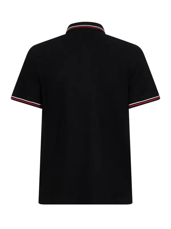 Valentino Garavani Black Cotton Pique Polo Shirt With Vlogo Patch