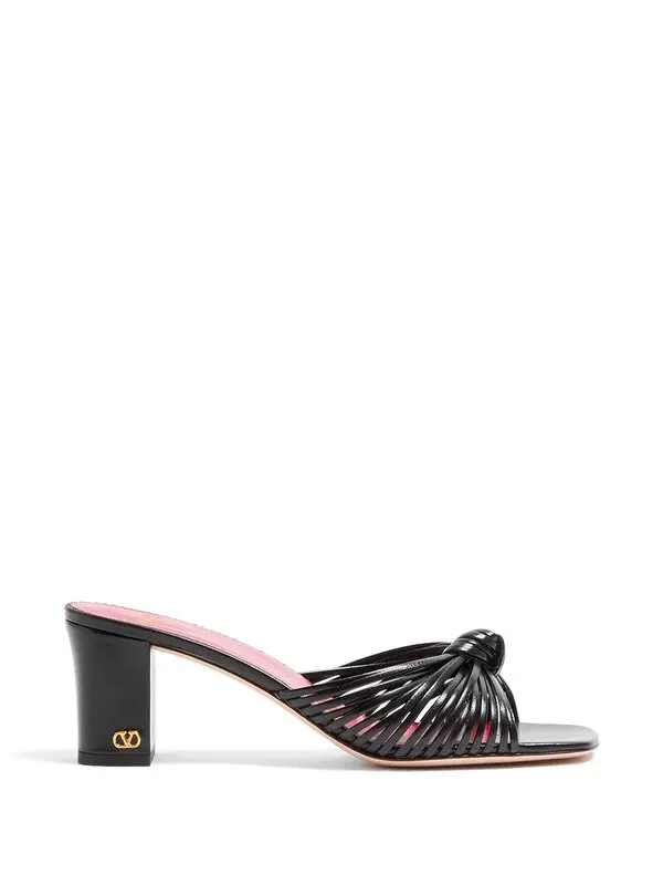 Valentino Garavani Leather Knot Detail Heeled Slides