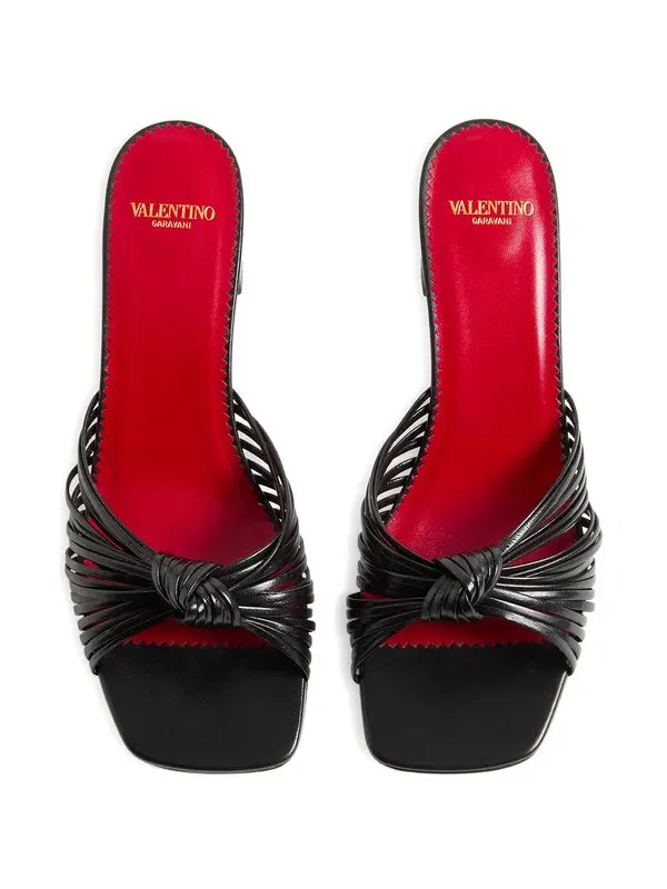 Valentino Garavani Leather Knot Detail Heeled Slides