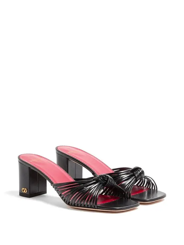 Valentino Garavani Leather Knot Detail Heeled Slides