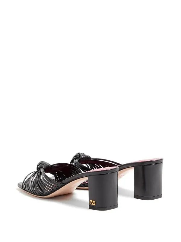 Valentino Garavani Leather Knot Detail Heeled Slides