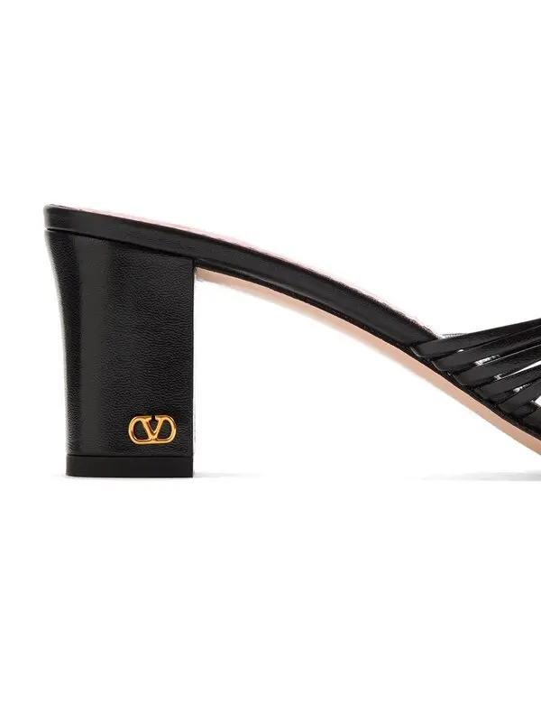 Valentino Garavani Leather Knot Detail Heeled Slides