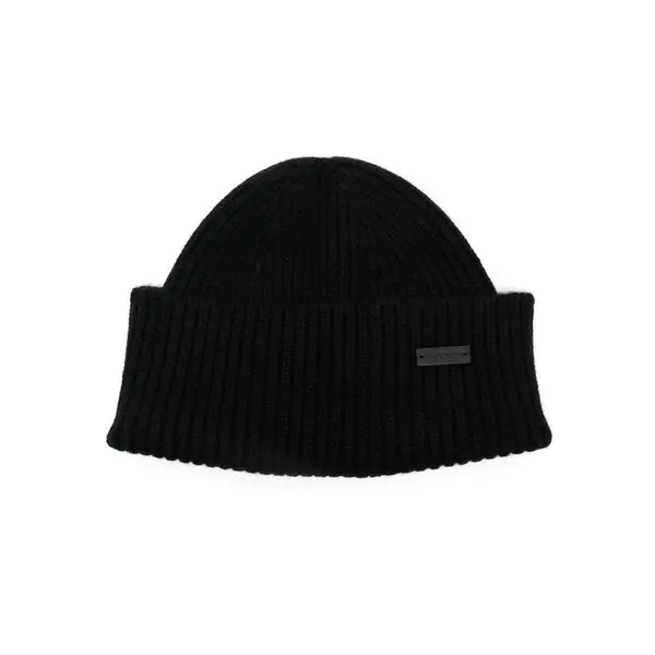 Saint Laurent Ribbed Knit Beanie - Black