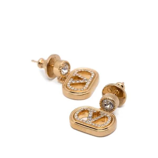 Valentino Garavani Tone Crystal Embellished V Logo Stud Earrings