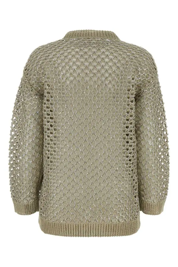 Valentino Garavani Embellished Crochet Sweater - Green