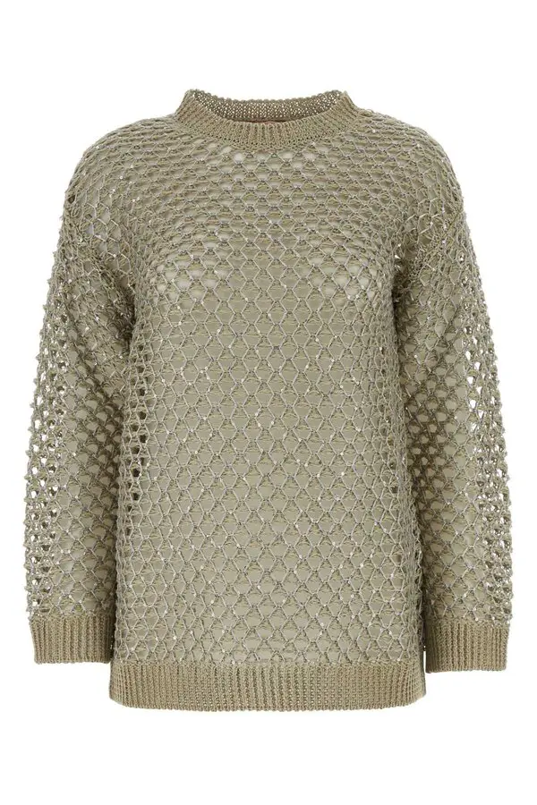 Valentino Garavani Embellished Crochet Sweater - Green