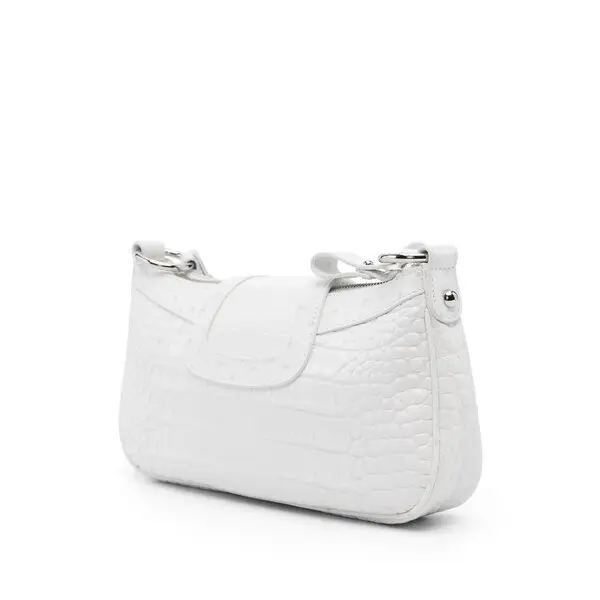 Balenciaga Embossed Crocodile Effect Shoulder Bag - White
