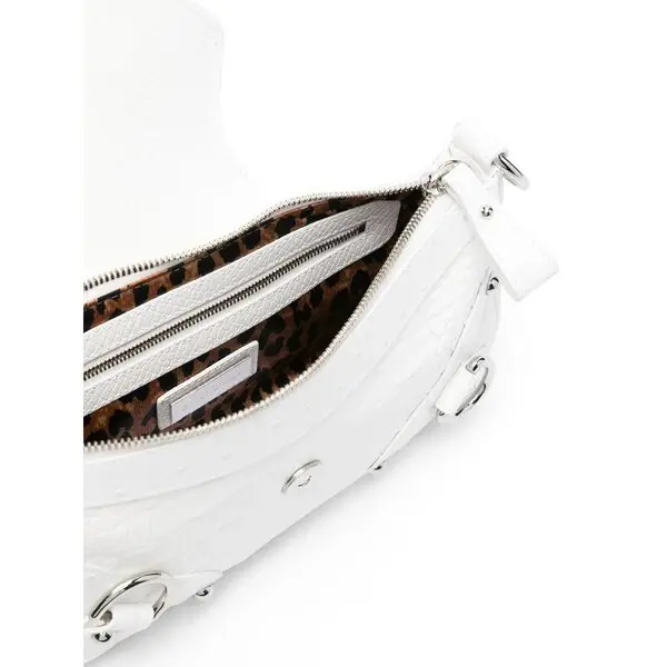 Balenciaga Embossed Crocodile Effect Shoulder Bag - White